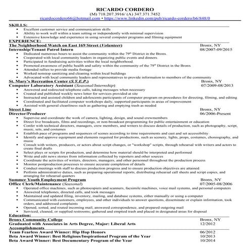 Ricardo Cordero Resume | DOC