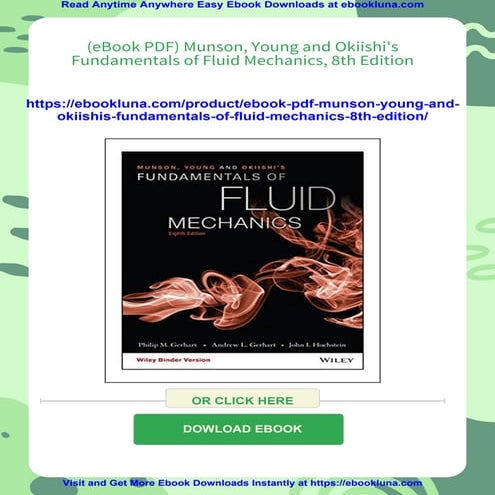 (eBook PDF) Munson, Young and Okiishi's Fundamentals of Fluid Mechanics, 8th Edition | PDF