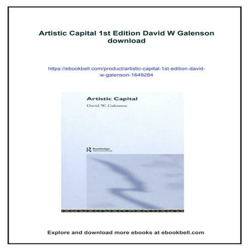 Artistic Capital 1st Edition David W Galenson | PDF