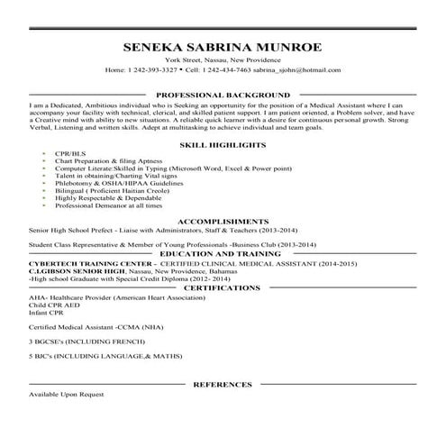 Seneka Sabrina Munroe Resume (2) | PDF