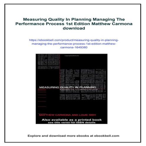 Measuring Quality In Planning Managing The Performance Process 1st ...
