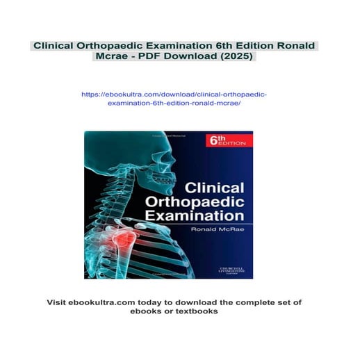 Clinical Orthopaedic Examination 6th Edition Ronald Mcrae | PDF