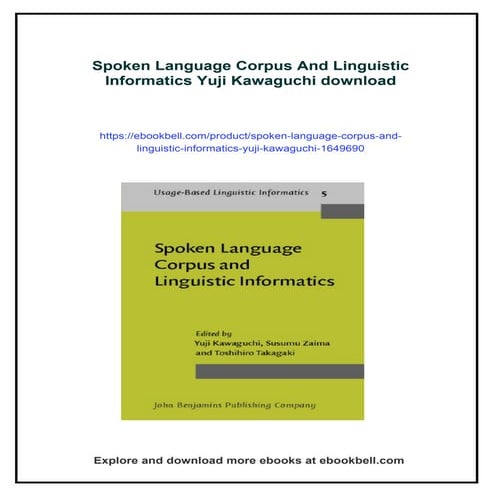 Spoken Language Corpus And Linguistic Informatics Yuji Kawaguchi | PDF