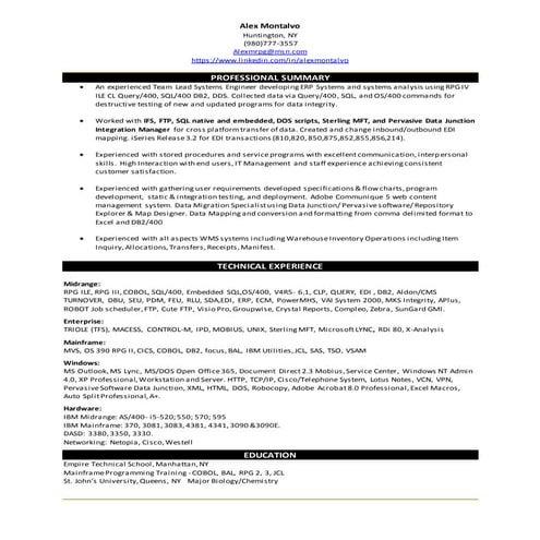 AS400 WMS resume | DOCX