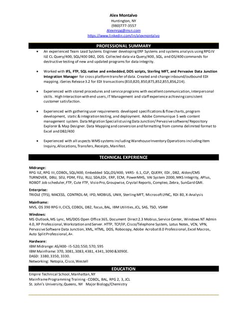 As 400 resume sample for experienced | PDF | Resume Writing and Advice ...