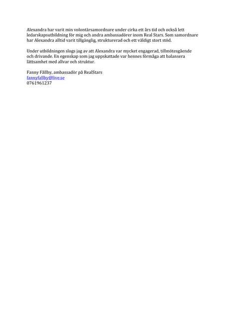 Rekommendationsbrev - Alexandra Davidsson | PDF
