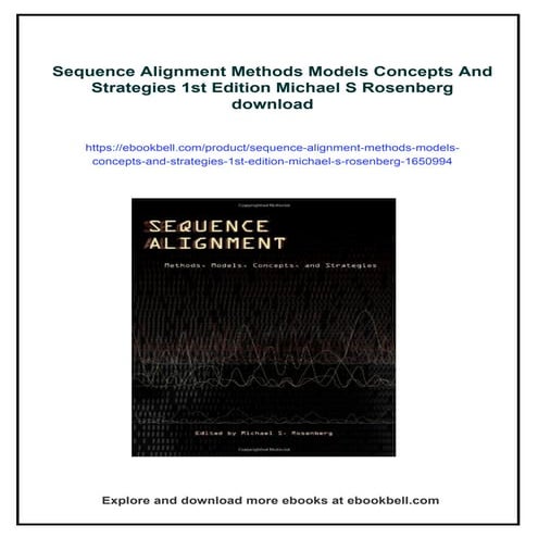 Sequence Alignment Methods Models Concepts And Strategies 1st Edition ...