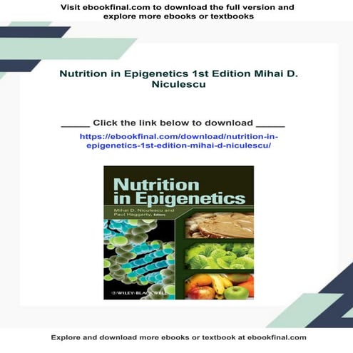Nutrition in Epigenetics 1st Edition Mihai D. Niculescu | PDF