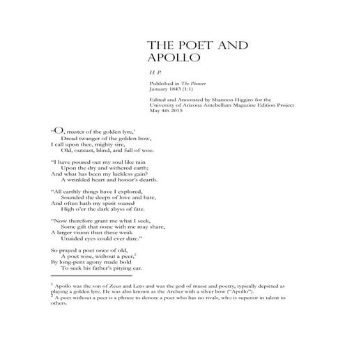 The Poet and Apollo | PDF