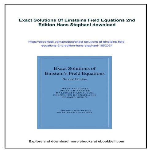 Exact Solutions Of Einsteins Field Equations 2nd Edition Hans Stephani | PDF