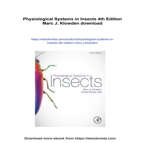 Physiological Systems in Insects 4th Edition Marc J. Klowden | PDF