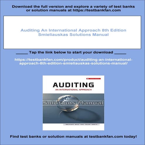 Auditing An International Approach 8th Edition Smieliauskas Solutions Manual | PDF
