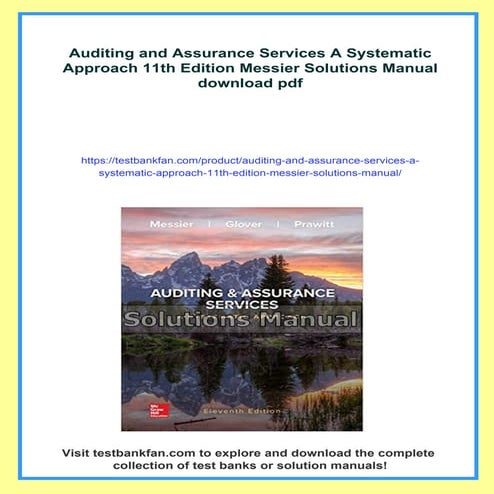 Auditing and Assurance Services A Systematic Approach 11th Edition ...