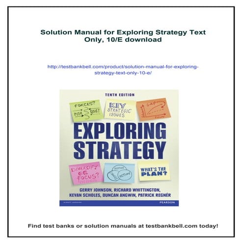Solution Manual for Exploring Strategy Text Only, 10/E | PDF