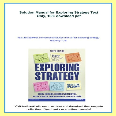 Solution Manual for Exploring Strategy Text Only, 10/E | PDF