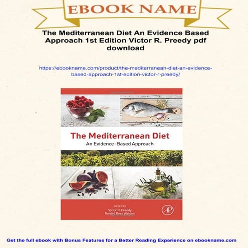 The Mediterranean Diet An Evidence Based Approach 1st Edition Victor R ...