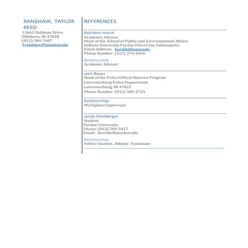 Taylor References | DOCX | College Sports | Sports