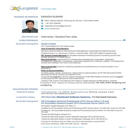 MANISH KUMAR CV | PDF