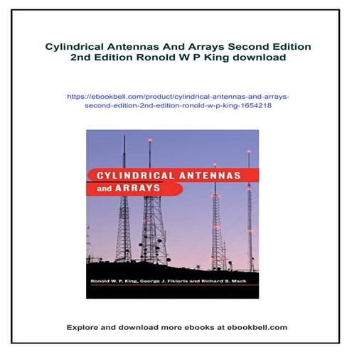 Cylindrical Antennas And Arrays Second Edition 2nd Edition Ronold W P ...