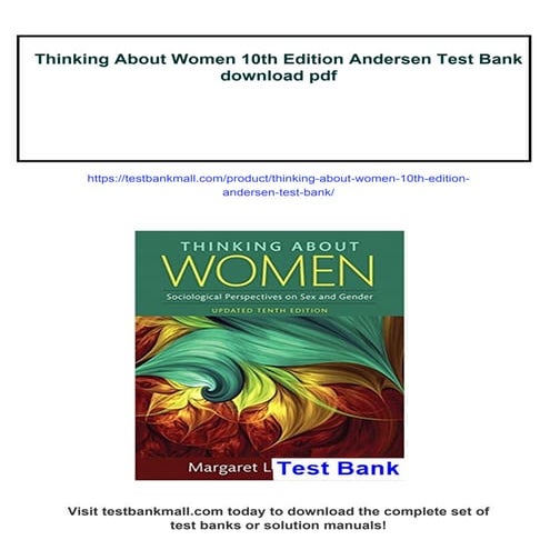 Thinking About Women 10th Edition Andersen Test Bank | PDF