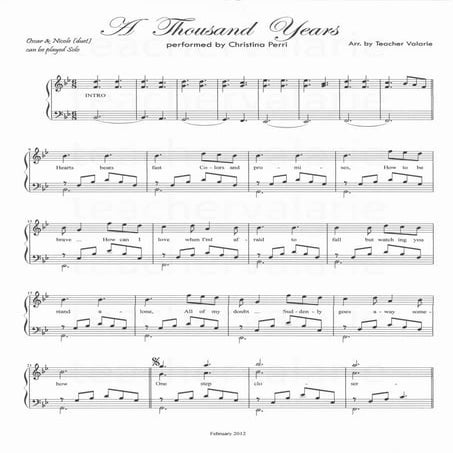 A Thousand Years by Christina Perri Piano sheet | PDF