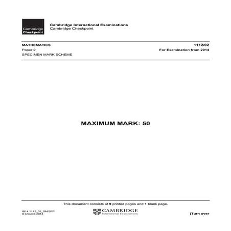 82775 maths-specimen-paper-2-mark-scheme-2014 | PDF