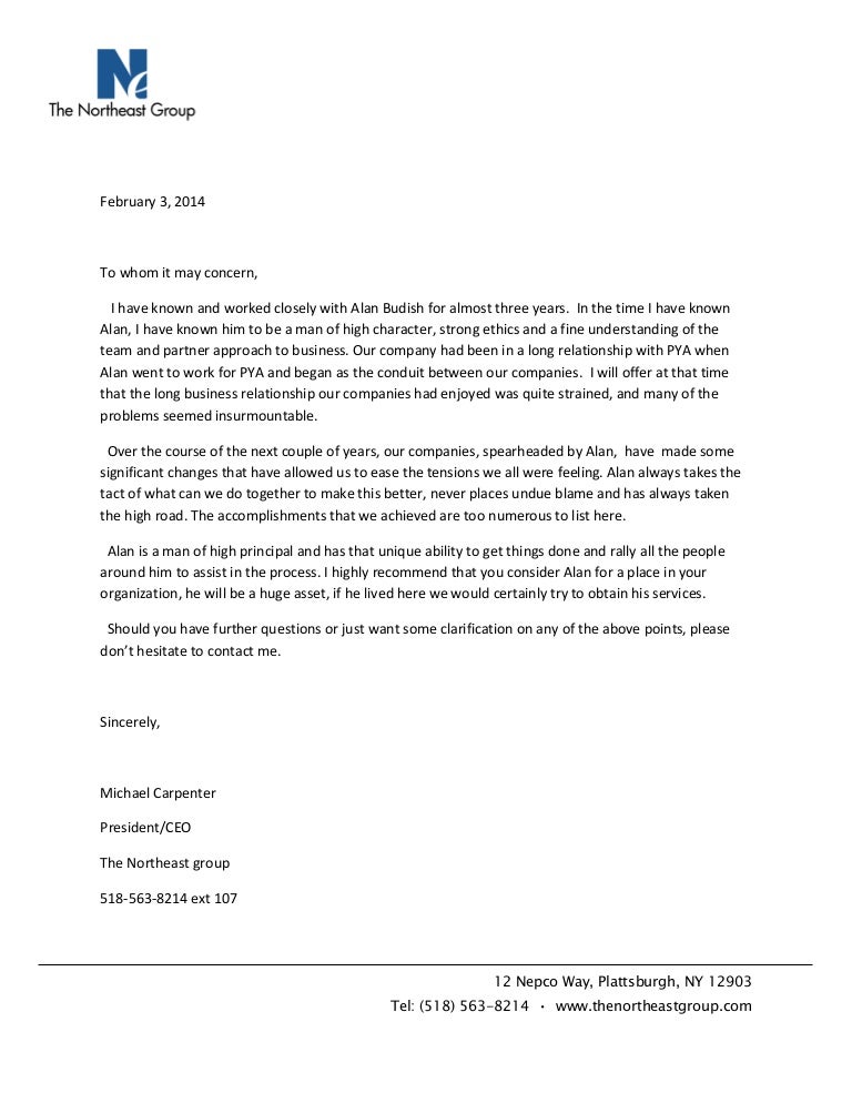 Letter of Recommendation - NEG