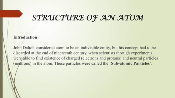 Structure Of The Atom - Class 9 | PPTX | Chemistry | Science