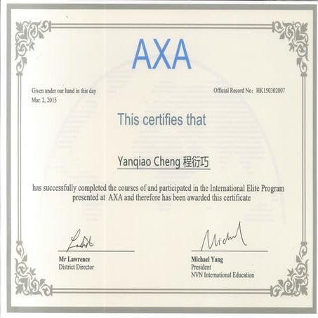 Axa Certificate Pdf