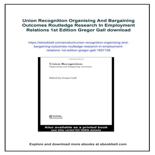 Union Recognition Organising And Bargaining Outcomes Routledge Research ...