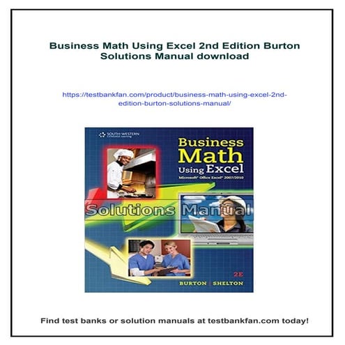 Business Math Using Excel 2nd Edition Burton Solutions Manual | PDF