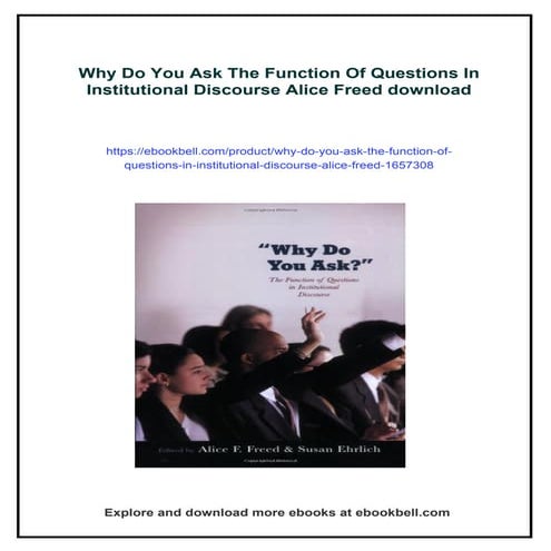 Why Do You Ask The Function Of Questions In Institutional Discourse ...