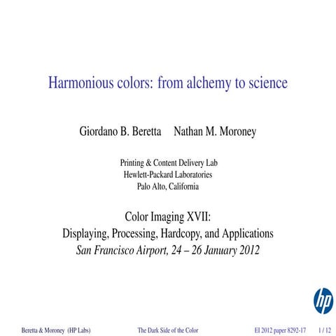 Harmonious colors: from alchemy to science | PPT