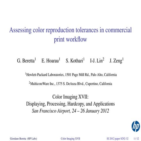Assessing color reproduction tolerances in commercial print workflow | PPT