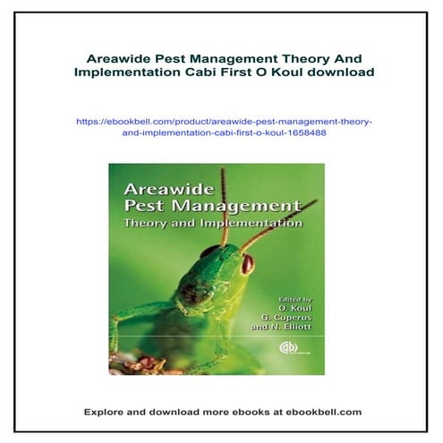 Areawide Pest Management Theory And Implementation Cabi First O Koul | PDF