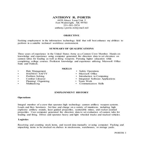 Anthony Portis Resume | DOCX