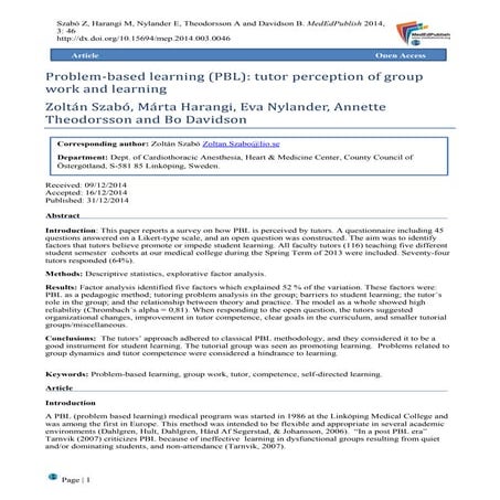 Problem-based-learning-(PBL)-tutor-perception-of-group-work-and ...