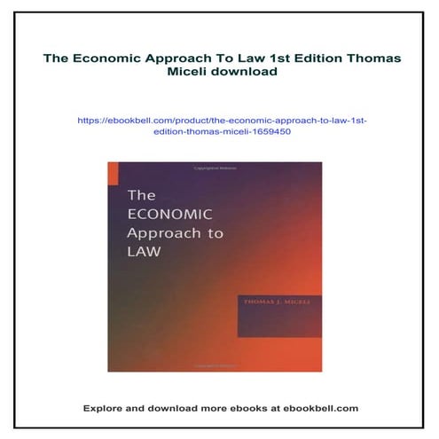The Economic Approach To Law 1st Edition Thomas Miceli | PDF