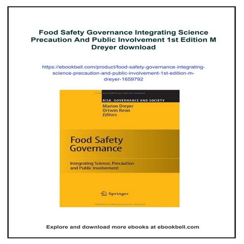 Food Safety Governance Integrating Science Precaution And Public ...