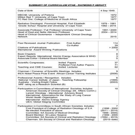 SUMMARY OF CURRICULUM VITAE Abratt | DOCX