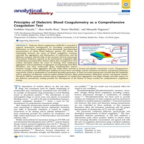 Principles of Dielectric Blood Coagulometry as a Comprehensive ...