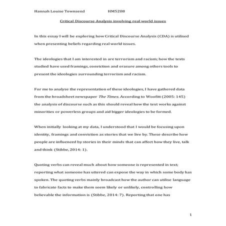 Discourse Analysis HM5208 Assignment | DOCX
