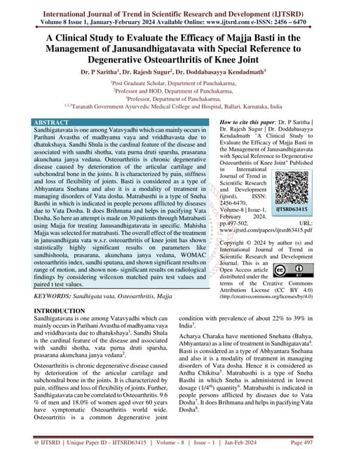 Sandhigata vata (osteoarthritis) | PPTX