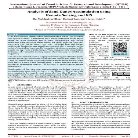 Analysis of Sand Dunes Accumulation using Remote Sensing and GIS | PDF