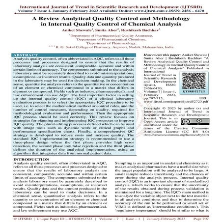 A Review Analytical Quality Control and Methodology in Internal Quality ...