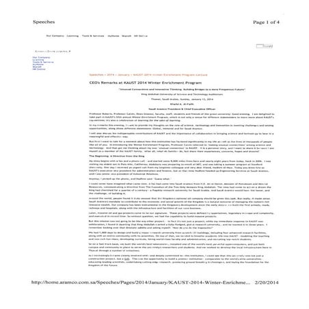 KAUST WEP - Jan 2014 - CEO Speech | PDF