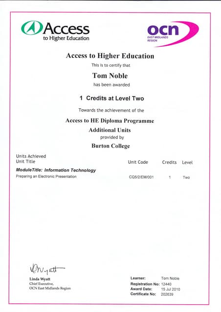 NOCN lvl 2 Progression (QCF) | PDF
