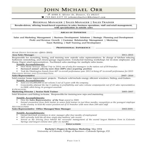 Updated Sales Resume | DOCX