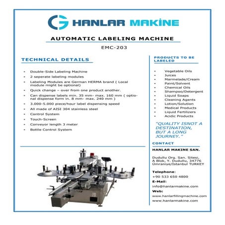 EMC-203 - Automatic Labeling Machine | PDF