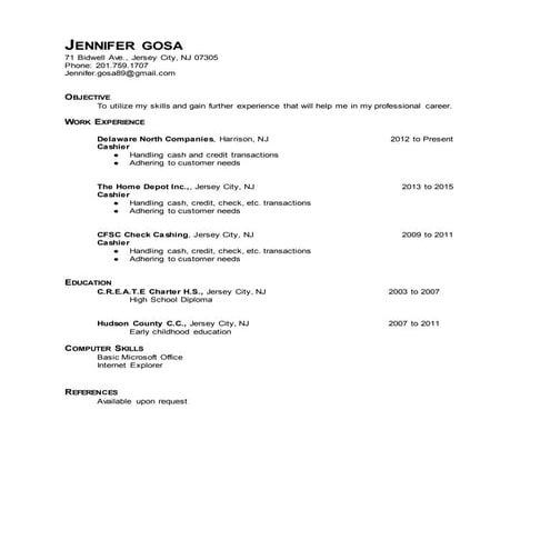 jen resume | DOCX | Business and Finance